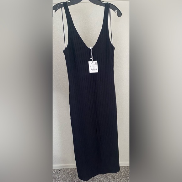 Zara | Dresses | Zara Black Ribbed Dress L | Poshmark